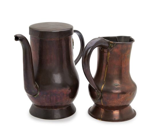 Bonhams : Two rare pieces of 18th century domestic unpolished copper