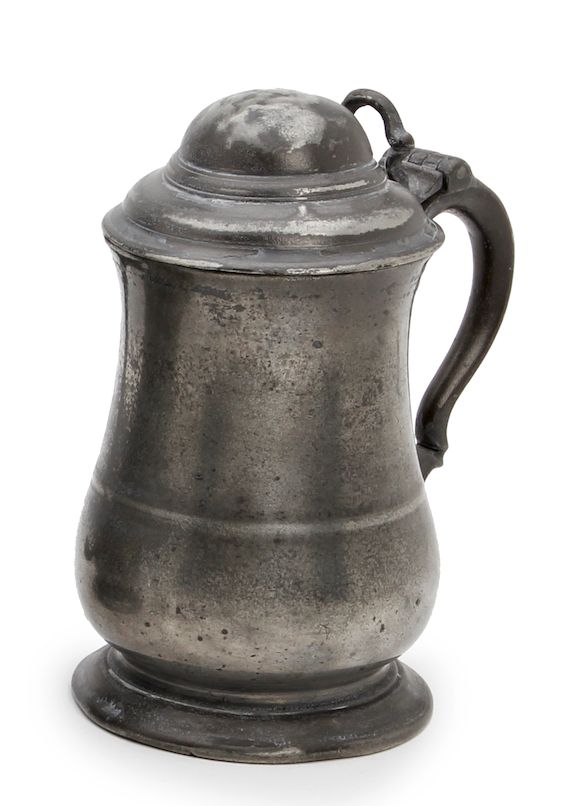 Bonhams : An 18th century dome-lidded pewter tankard, circa 1770