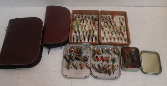 Bonhams : A large collection of various salmon flies, in two zipped ...