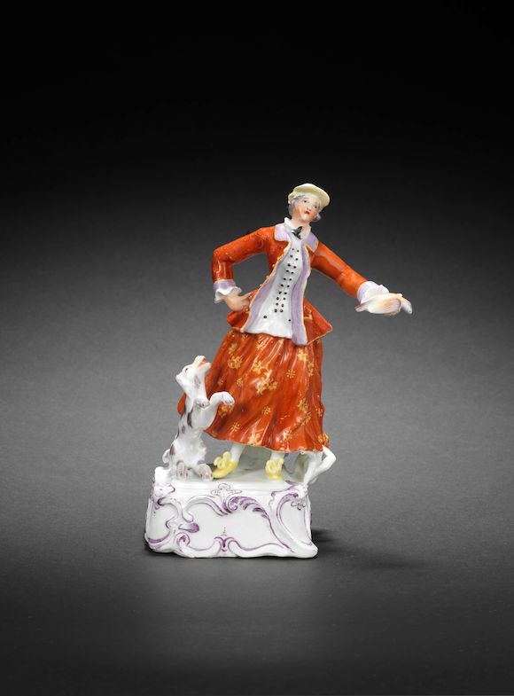 Bonhams : A Longton Hall figure of a lady huntress, circa 1756-58