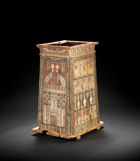 Bonhams : A large Egyptian wood canopic jar box for Pa-di-wesir