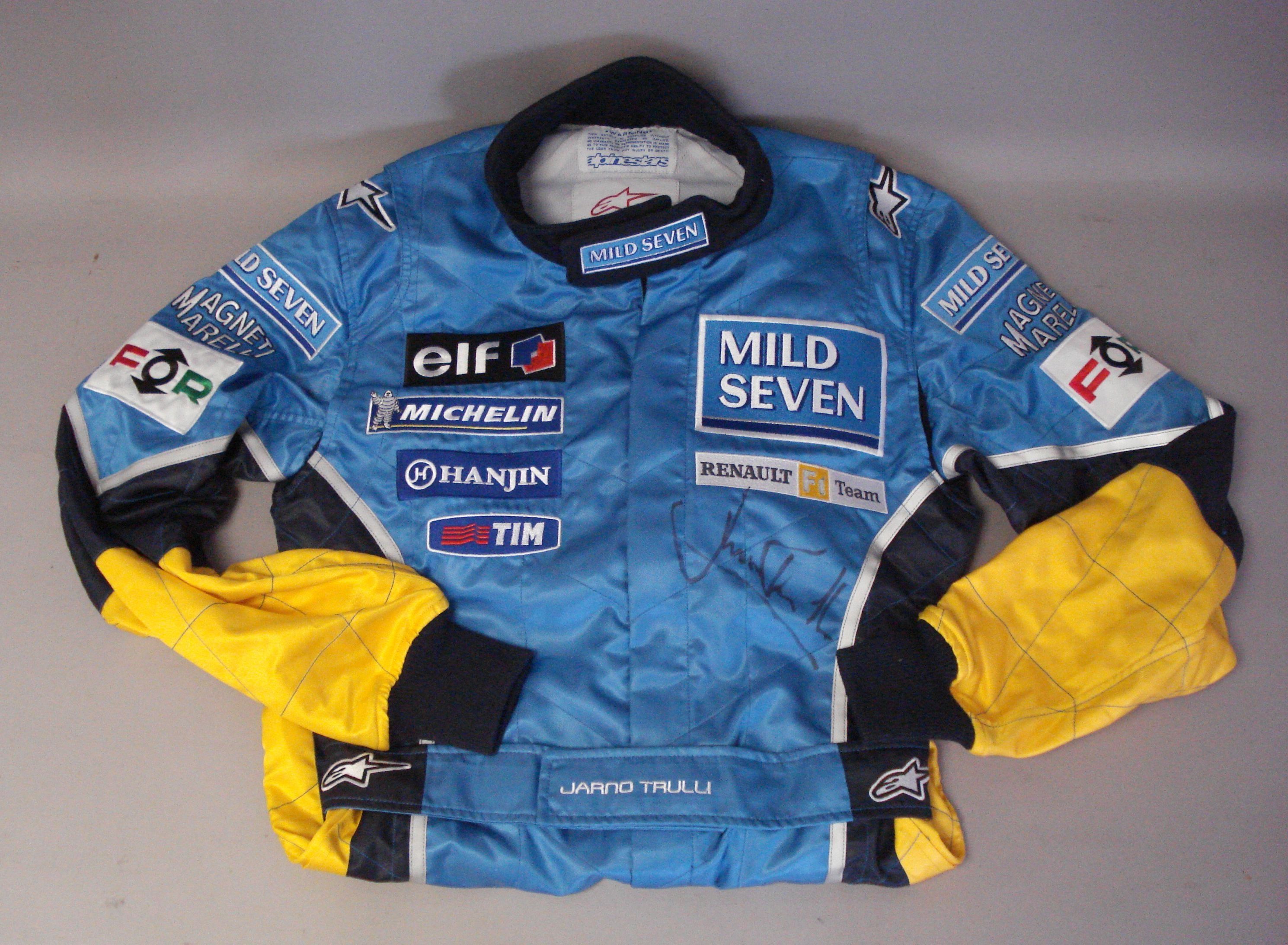 Bonhams Cars : Jarno Trulli promotional suit, signed by the driver,