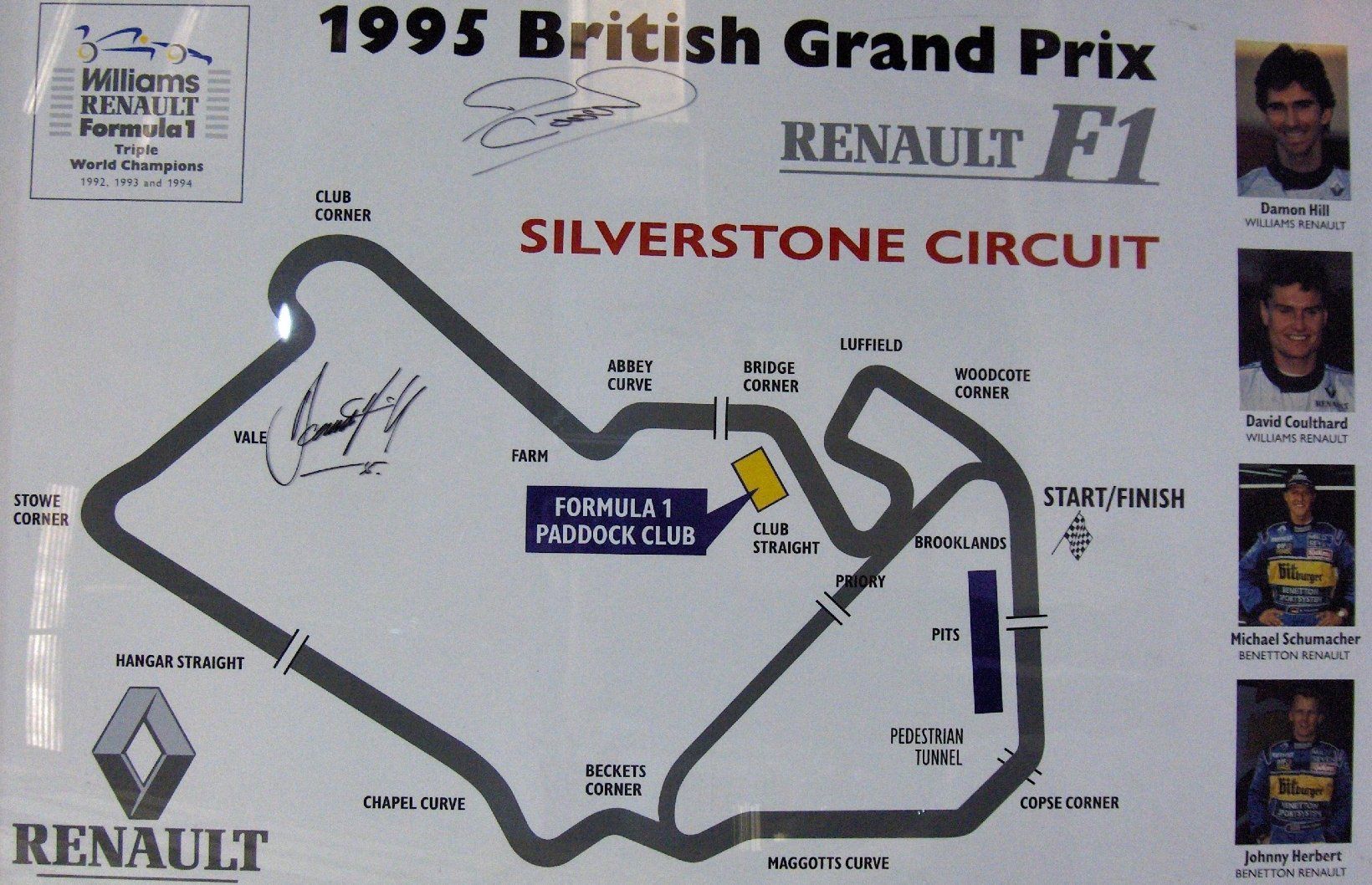 Bonhams Cars : A large, signed Renault Williams F1 map of Silverstone ...