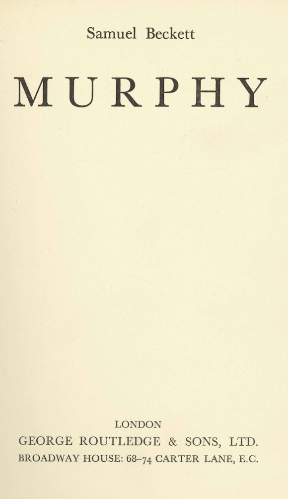 Bonhams : BECKETT (SAMUEL) Murphy, George Routledge, [1938]