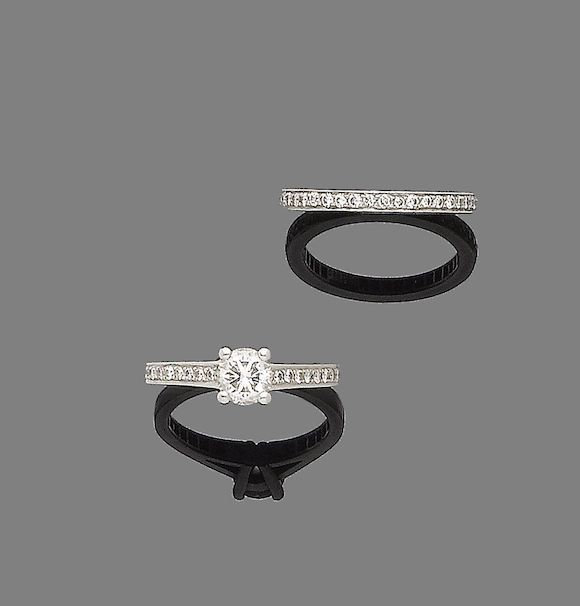 Bonhams : A diamond single-stone ring and a diamond eternity ring (2)