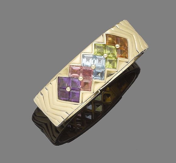 Bonhams : A gem-set torque bangle, by Bulgari