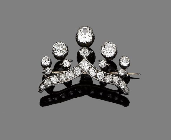 Bonhams : A diamond coronet brooch,