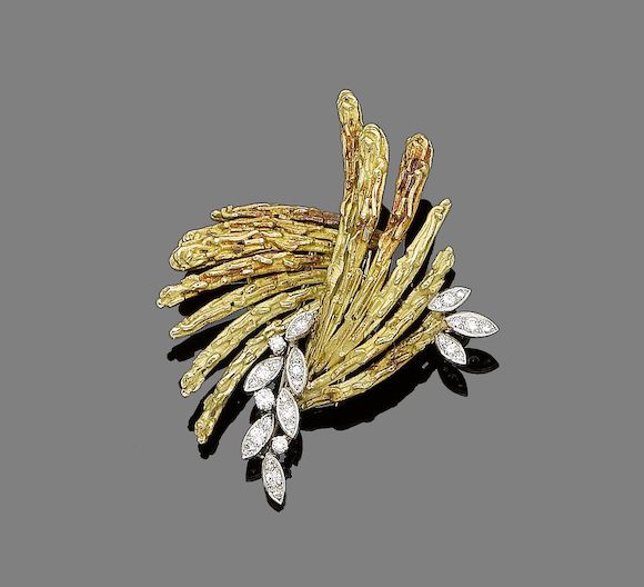 Bonhams : A gold and diamond brooch, by Garrard & Co