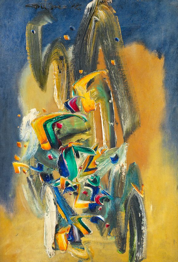 Bonhams : Ismail Gulgee (Pakistan, 1926-2007) Untitled, Aqua Series,