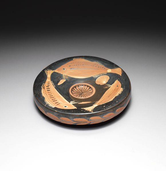 Bonhams : A Greek red-figure fish plate