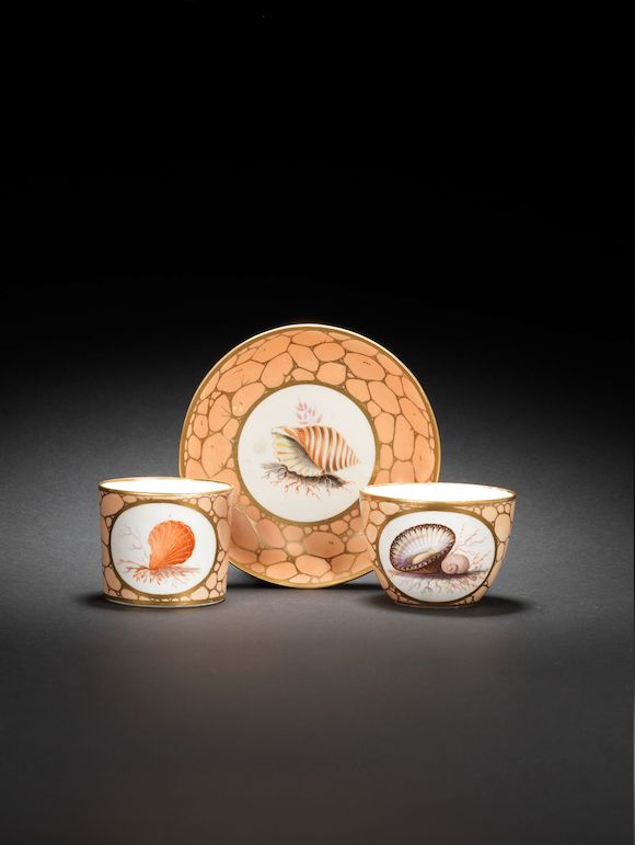 Bonhams : An important Coalport teacup, coffee can and saucer painted ...