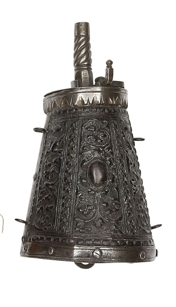 Bonhams : A North Italian Cuir-Bouilli Powder-Flask