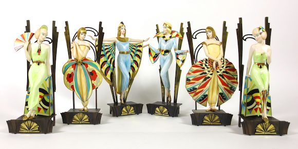 Bonhams : A set of six 20th century Albany china Art Deco style figures ...