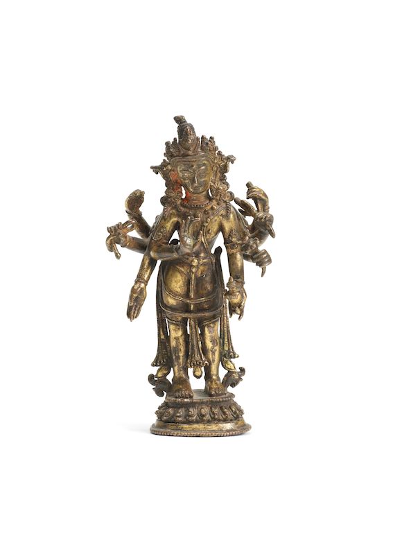 Bonhams : A small gilt-bronze standing figure of Amoghapasa Probably ...