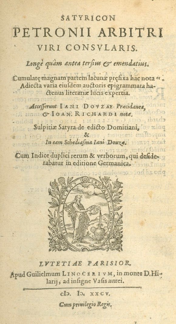 Bonhams : PETRONIUS ARBITER Satyricon, 2 parts in one vol., Paris, 1585