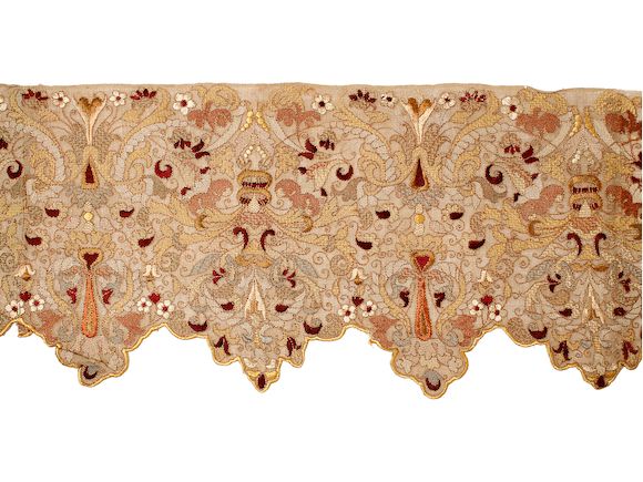 Bonhams : A large Italian embroidered pelmet