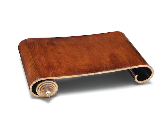 Bonhams : An unusual gilt and lacquered ivory-mounted wood scroll stand ...