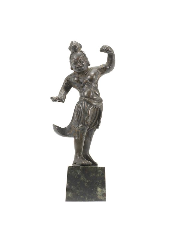 Bonhams : A bronze figure of a lokapala Tang Dynasty