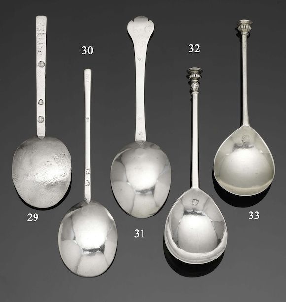 Bonhams : A late 17th century silver puritan spoon stamped twice with ...