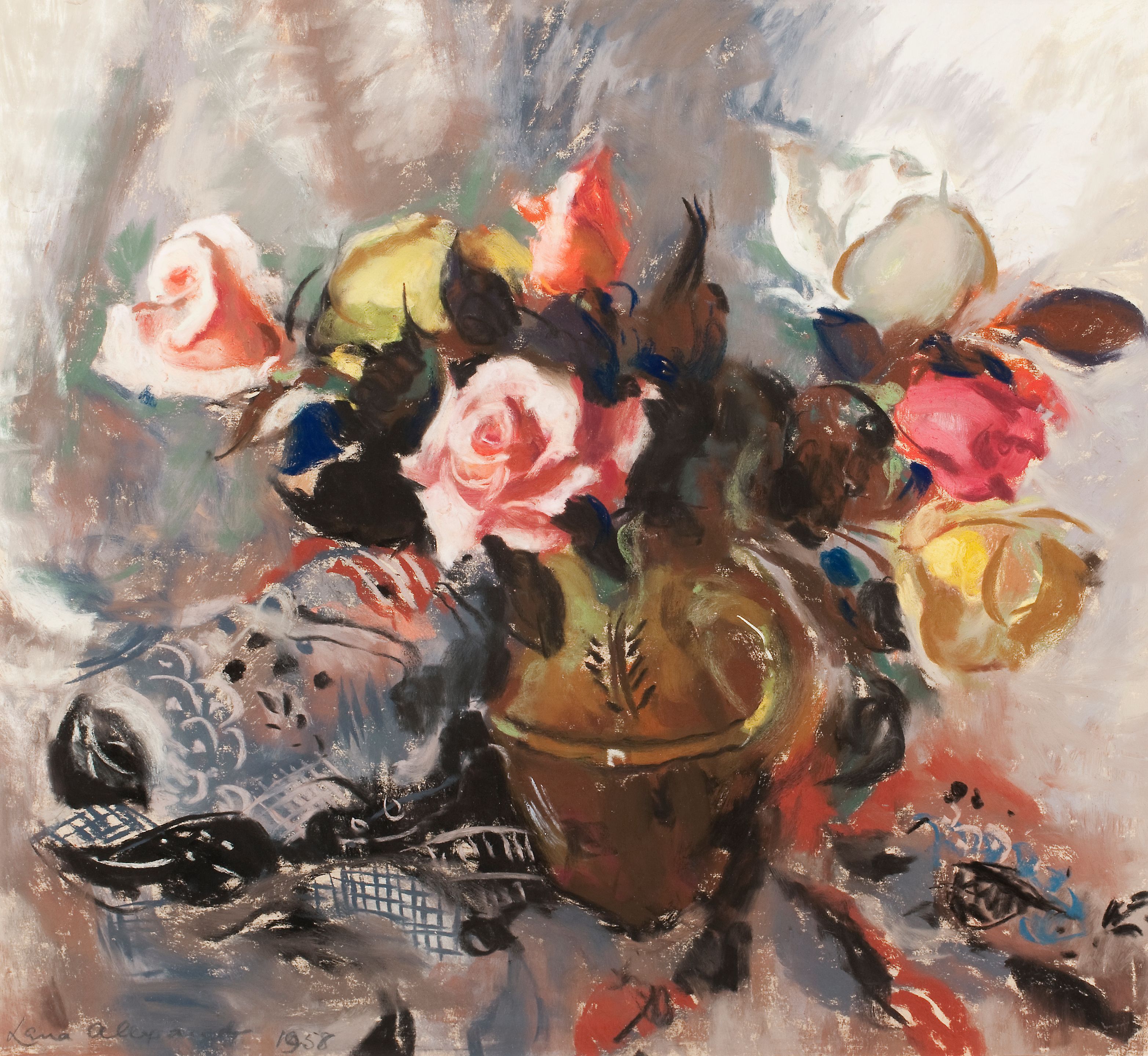 Bonhams : Lena Alexander (British, 1899-1983) Still life with Roses