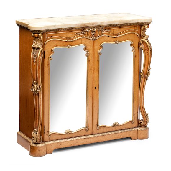 Bonhams : A 19th century bird's-eye maple and gilt-wood side cabinetThe ...