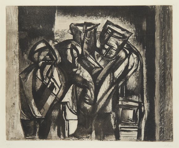 Bonhams : Merlyn Evans (British, 1910-1973) The Miners Etching with ...