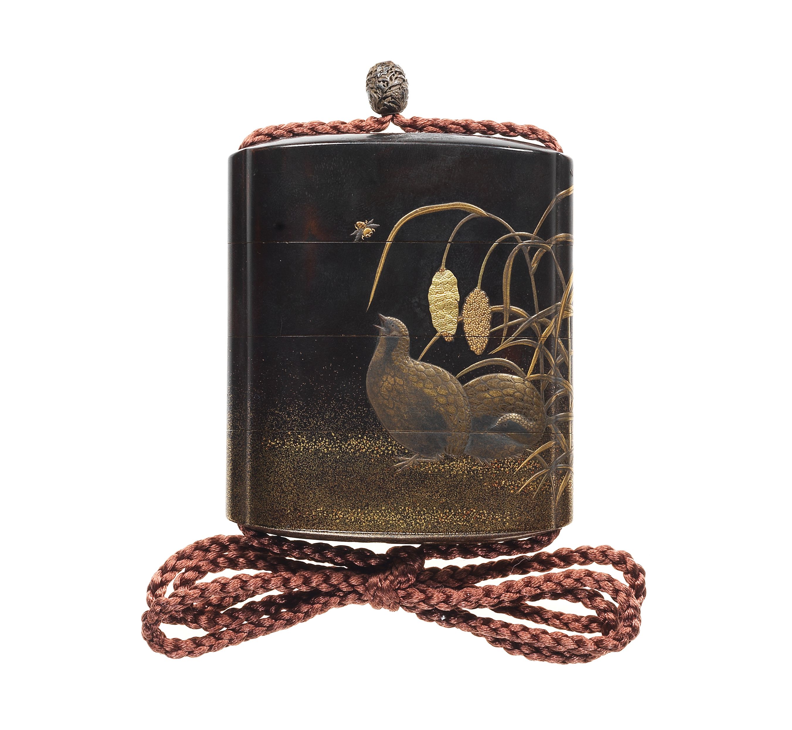 Bonhams : A black lacquer three-case inro By Koma Kyuhaku, late 18th/early 19th century