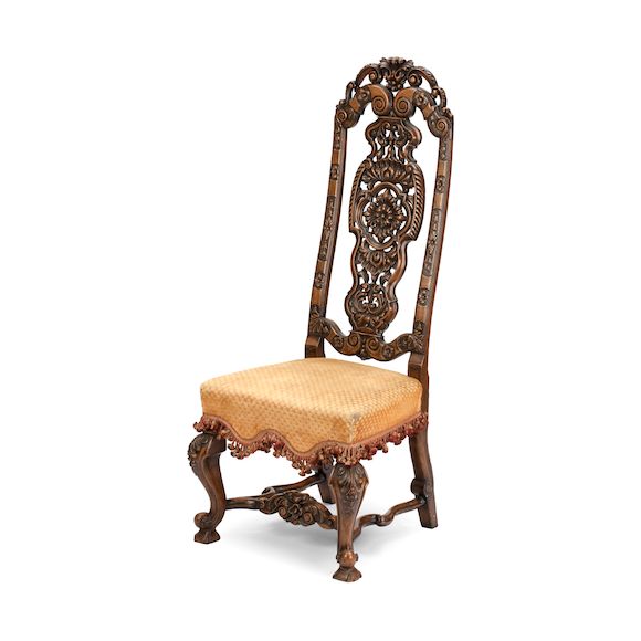 Bonhams : A walnut high back chair in the style of Daniel Marot first ...