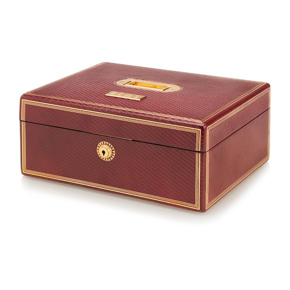 Bonhams : A late 19th century leather covered stationary box