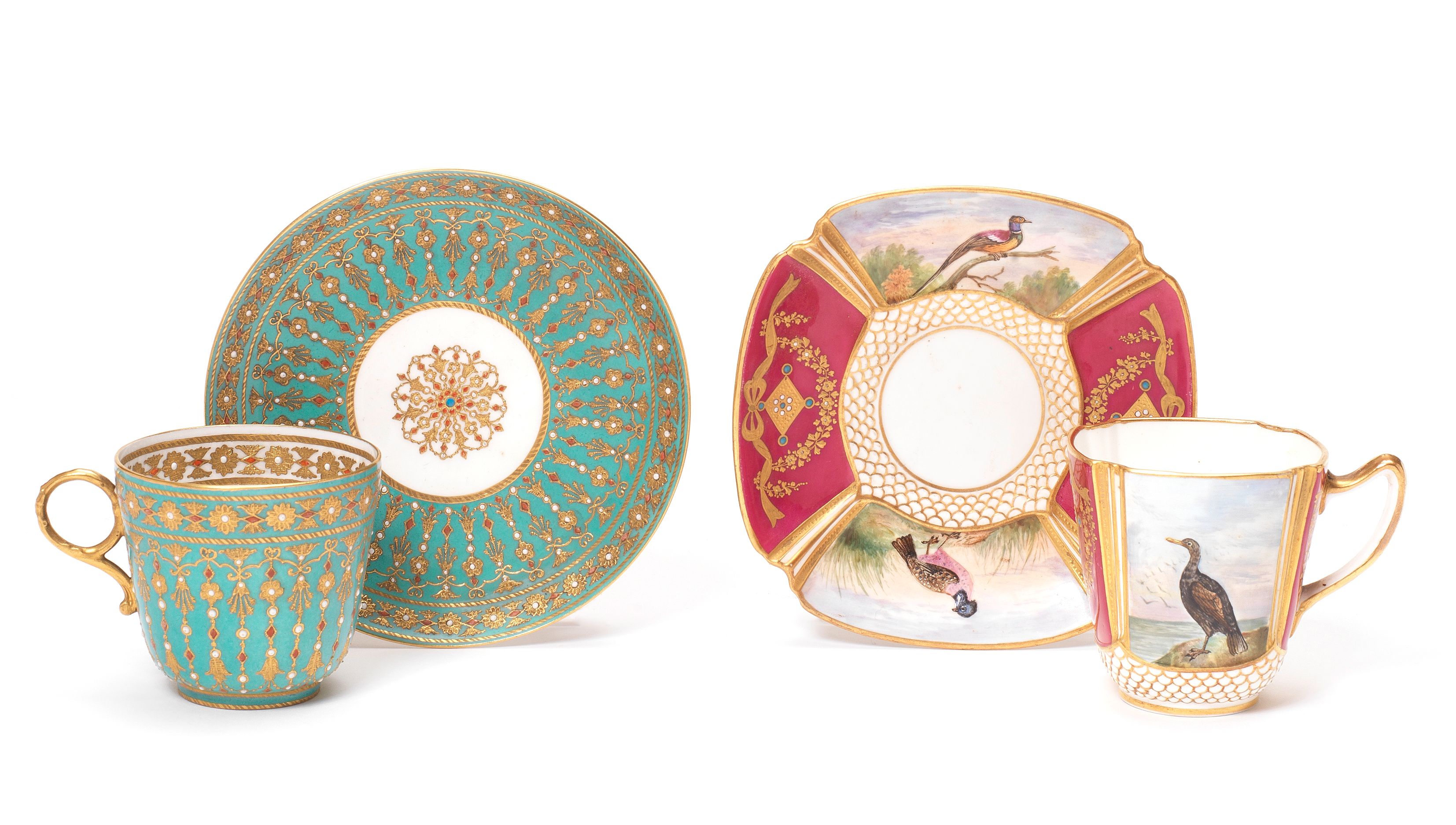 Bonhams : Two Copeland cabinet cups and saucers, circa 1880-85