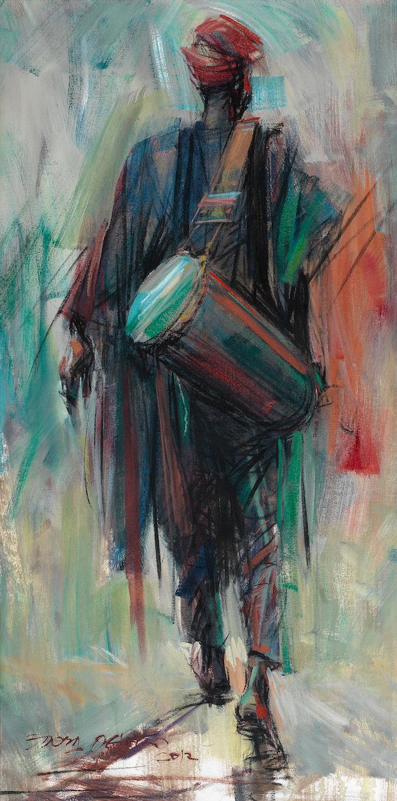 Bonhams : Edosa Ogiugo (Nigerian, born 1961) 'On my way home' unframed