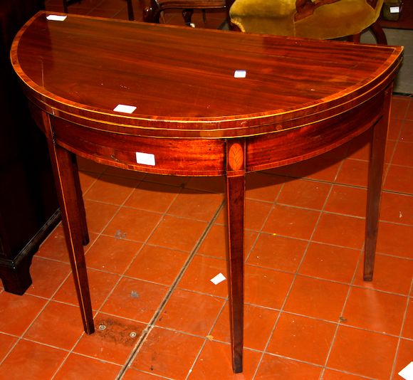 Bonhams : A George III mahogany semi-circular card table