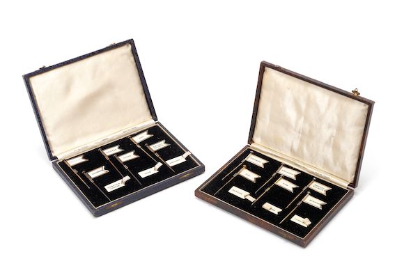Bonhams : Two silver-gilt sets of sandwich flags by Alfred Nield ...