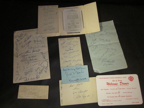Bonhams : A collection of football autographs including Duncan Edwards