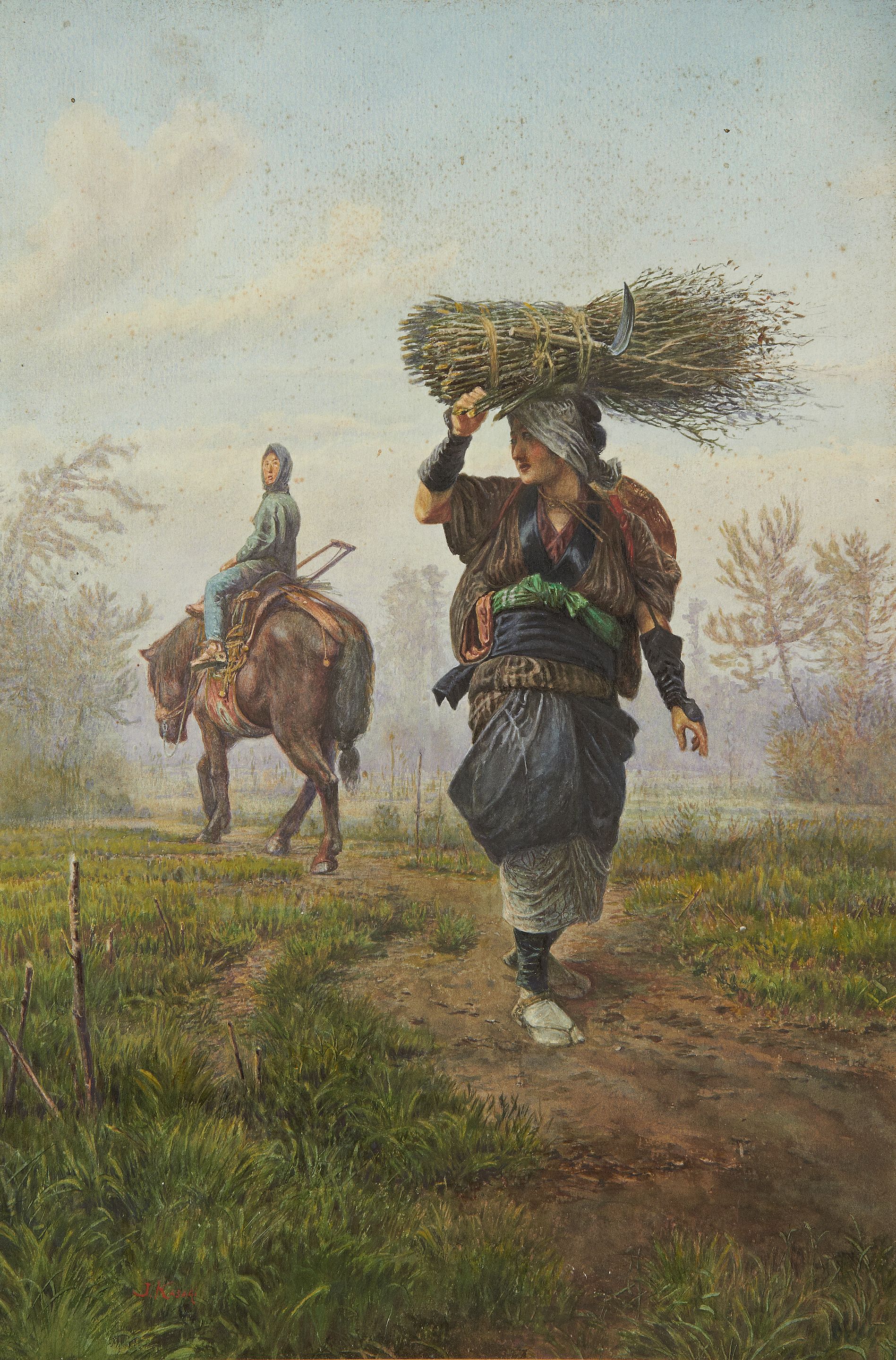 Bonhams : Jirokichi Kasagi (Japanese, 1870-1923) Working the field