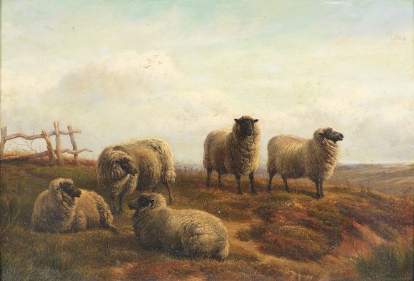 Bonhams : Charles Jones, RCA (British, 1836-1892) Sheep on moorland