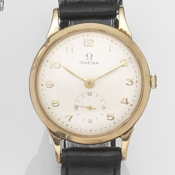 Bonhams : Omega. A 9ct gold automatic wristwatchRef:12308, Case No ...