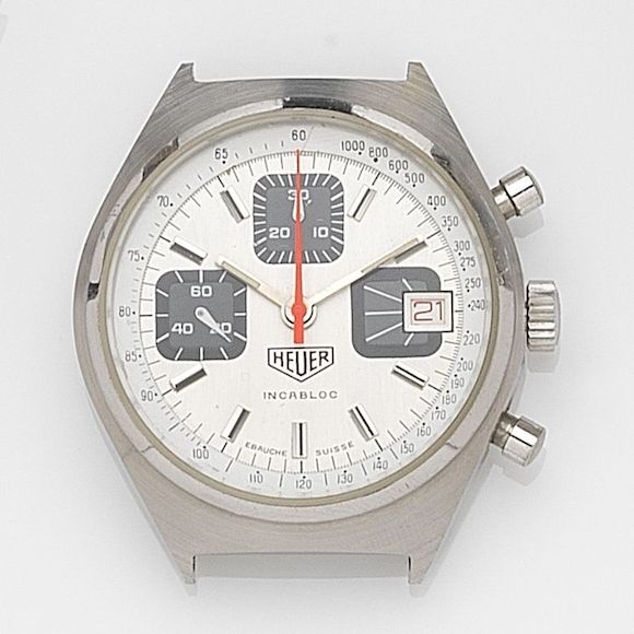 Bonhams : Heuer. A stainless steel manual wind calendar chronograph ...