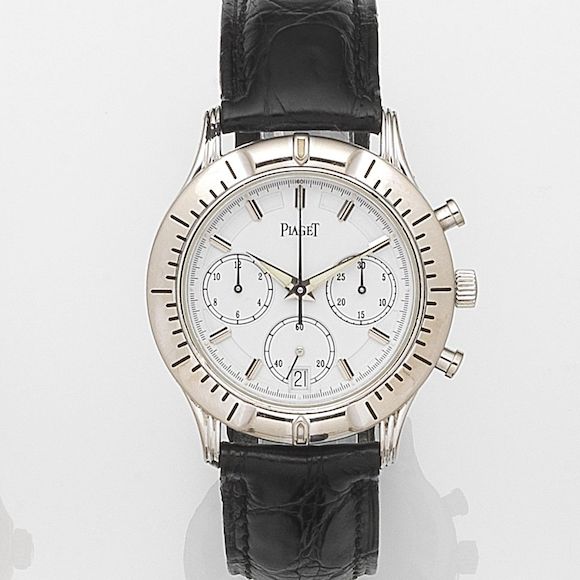 Bonhams : Piaget. An 18ct white gold automatic calendar chronograph ...