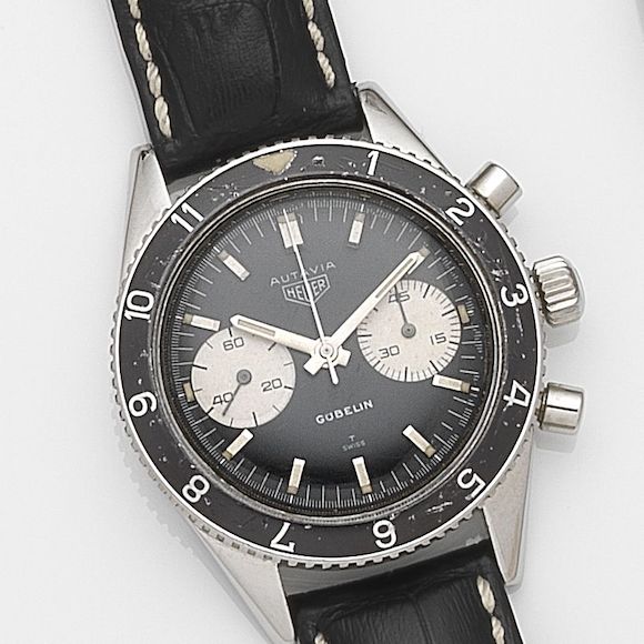 Bonhams : Heuer. A stainless steel manual wind chronograph ...