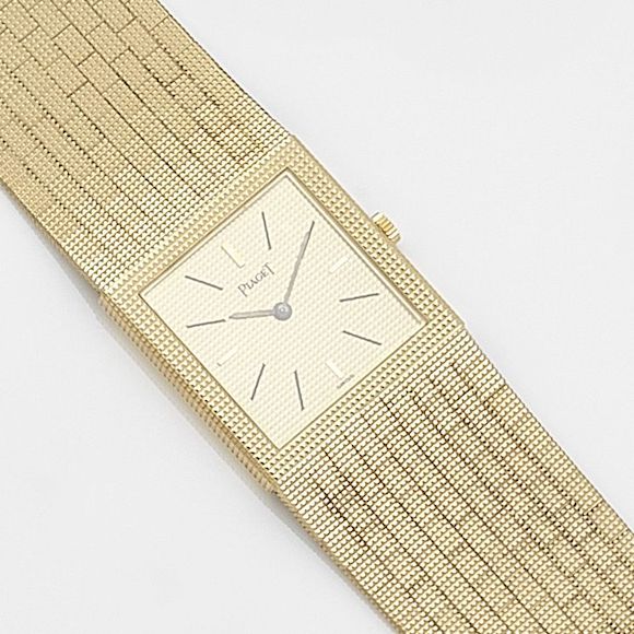 Bonhams : Piaget. An 18ct gold manual wind bracelet watchRef:9131 C4, Case No.217962, Movement ...