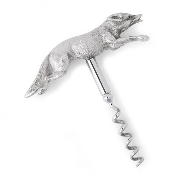 Bonhams : A silver fox corkscrew with ruby cabochon eyes by George W ...