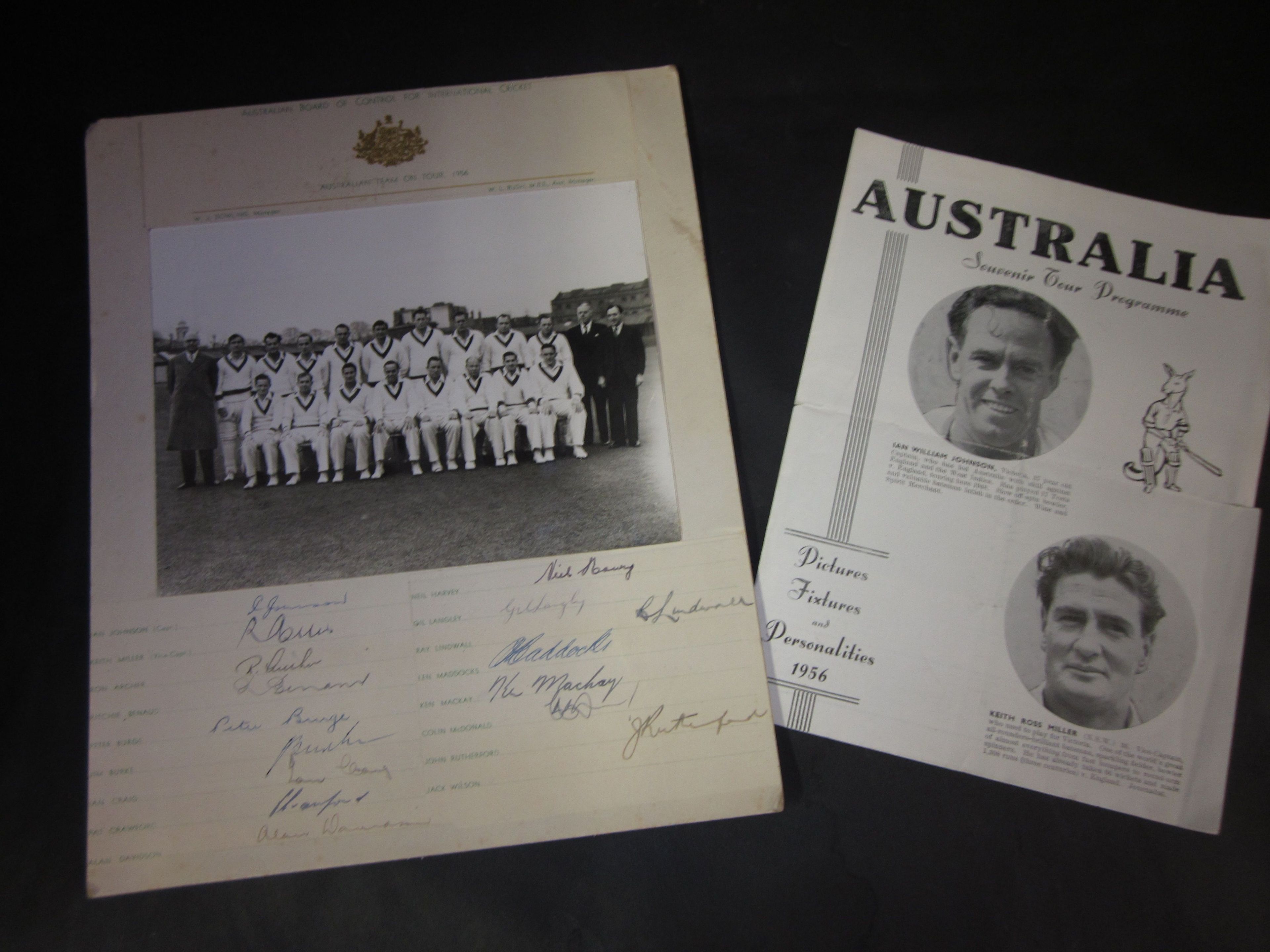 Bonhams : 1956 Australian touring team hand signed picture and programme
