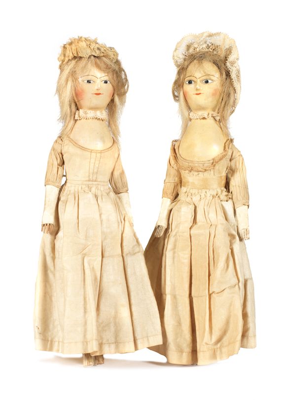 Bonhams : Pair of George III English painted wooden dolls, circa 1780 2
