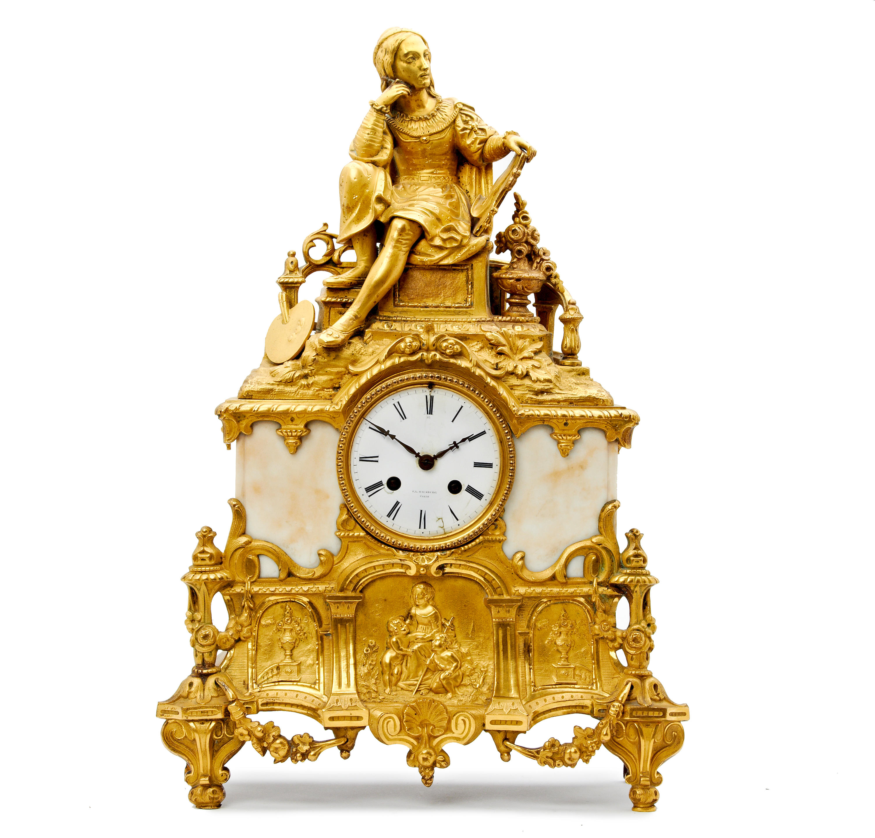 Bonhams A Mid 19th Century French Figural Onyx And Ormolu Mantle Clock F L Hausburg Paris