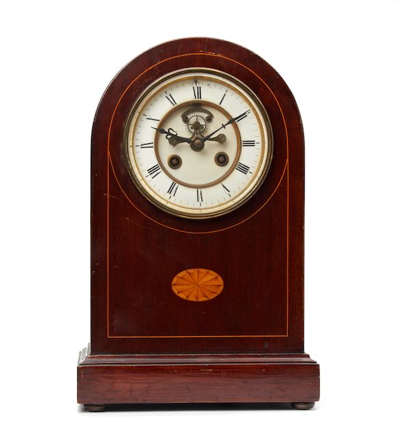 Bonhams : A late 19th century French mahogany and inlay mantle clock ...