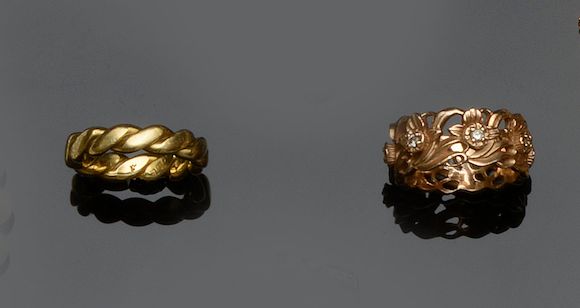 Bonhams : Stuart Devlin: A 14ct gold diamond set band ring and a ring ...