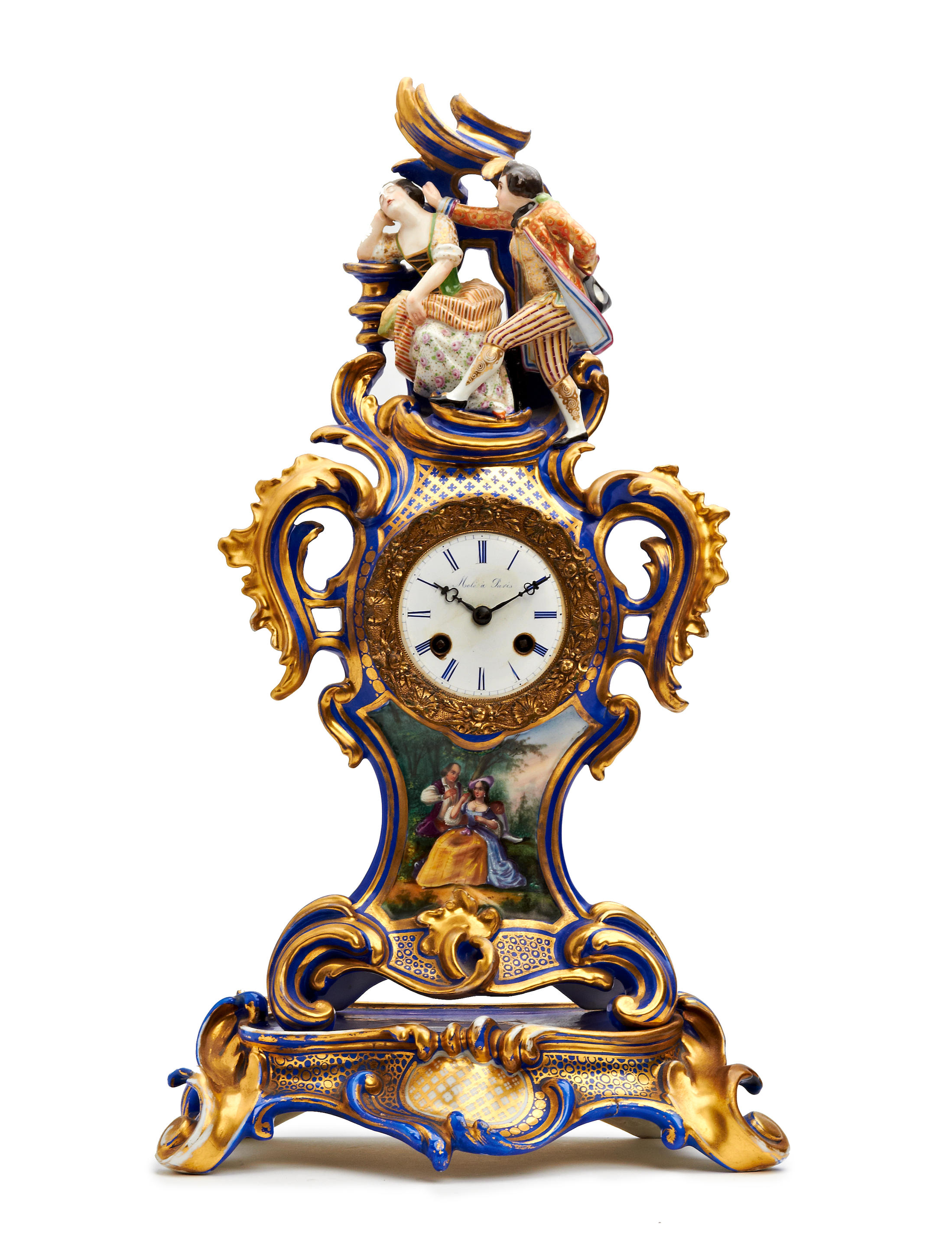 Bonhams A 19th Century French Figural Porcelain Mantle Clock On Stand Mole A Paris