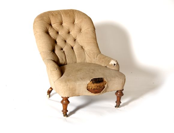 Bonhams : A small Victorian walnut button-upholstered chair