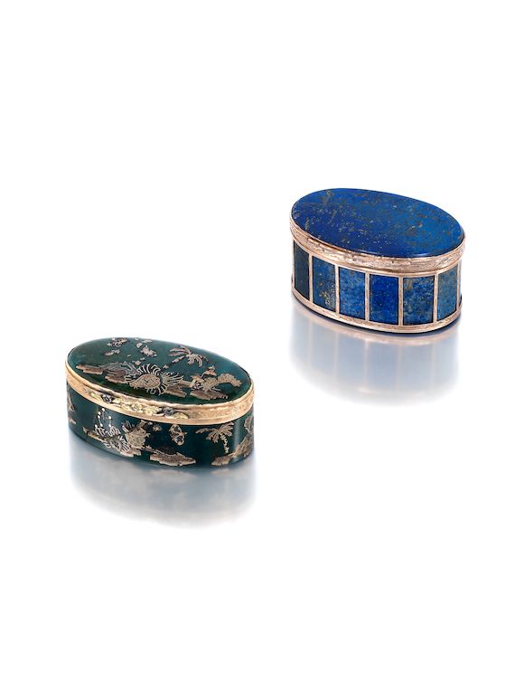 Bonhams : A late 18th/early 19th century rose gold and panelled lapis ...